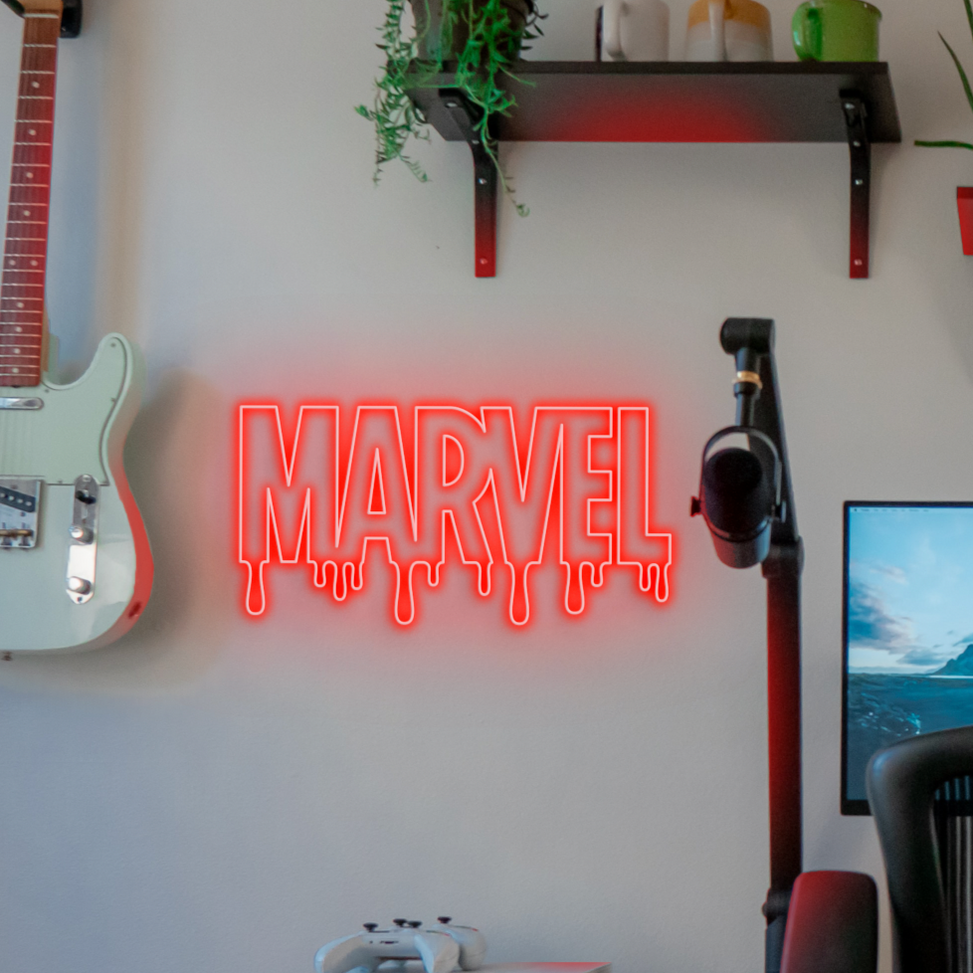 Red Dripping Marvel Neon Sign