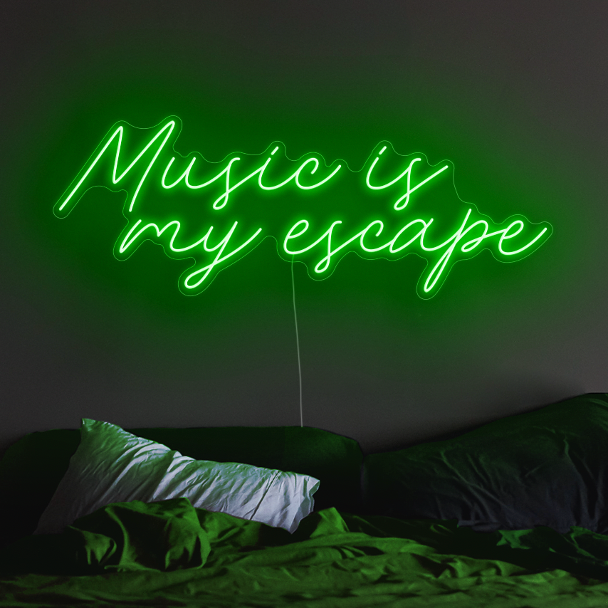 'Music is My Escape' Neon Sign | LED Neon Lights UK